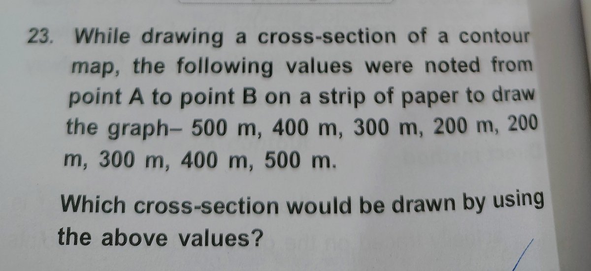 While drawing a cross-section of a contour map, the following values were..