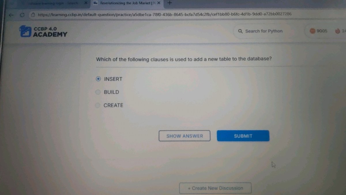 Which of the following clauses is used to add a new table to the database..