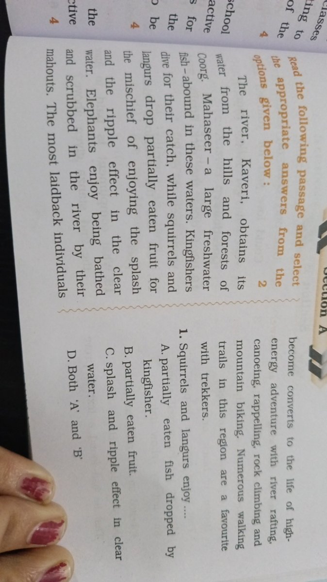 Read the following passage and select the appropriate answers from the op..