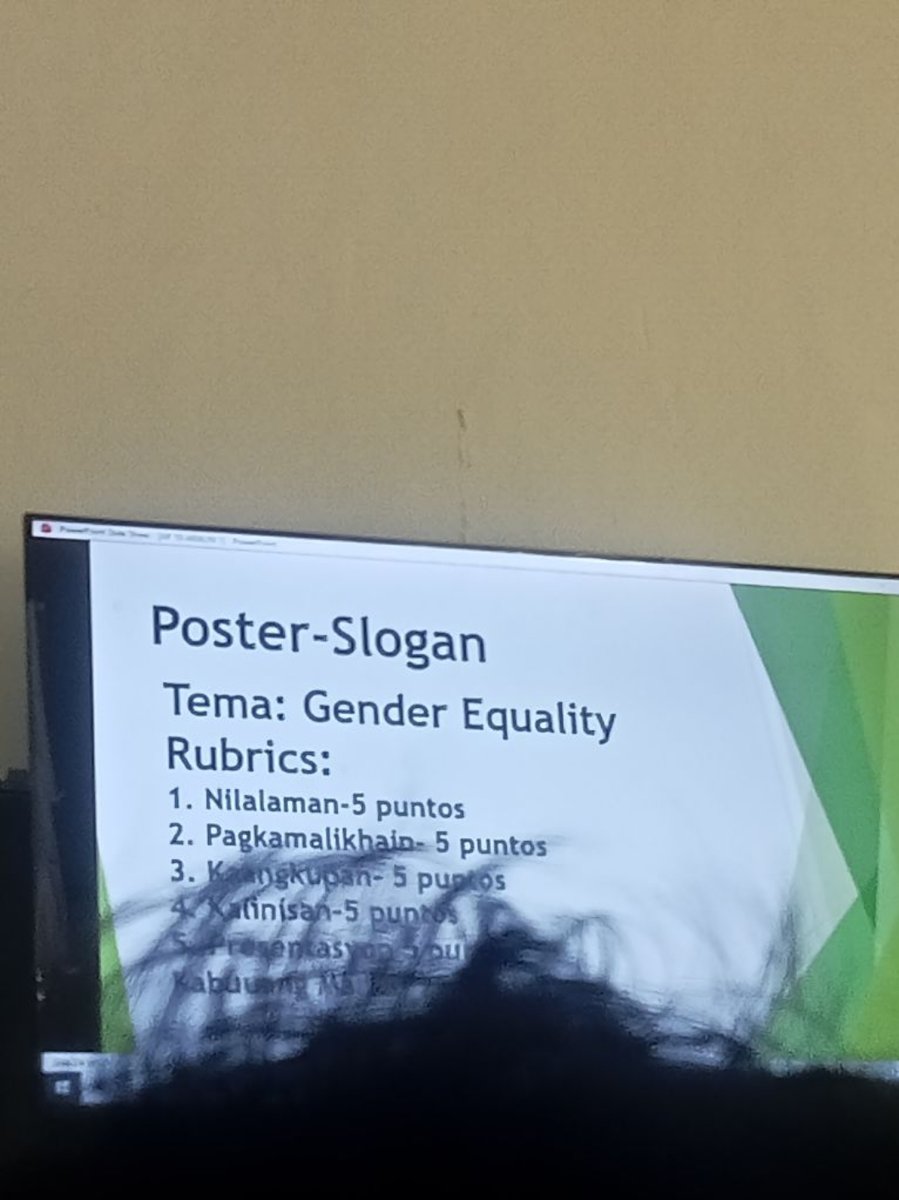 Poster-Slogan Tema: Gender Equality Rubrics: Nilalaman - 5 puntos Pagkama..