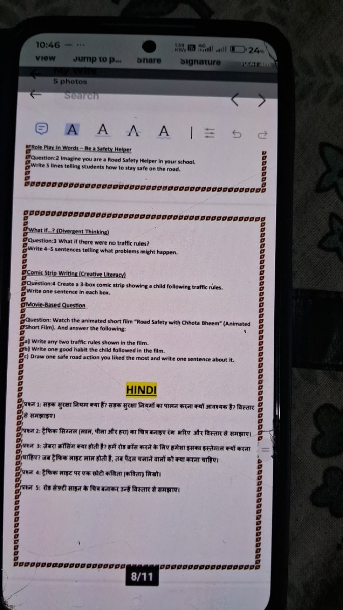 Here are the questions: Role Play in Words - Be a Safety Helper Question..