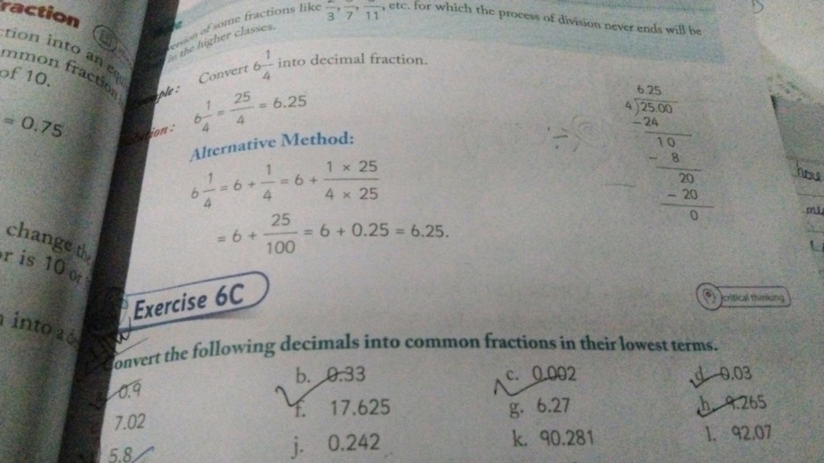 Convert the following decimals into common fractions in their lowest term..