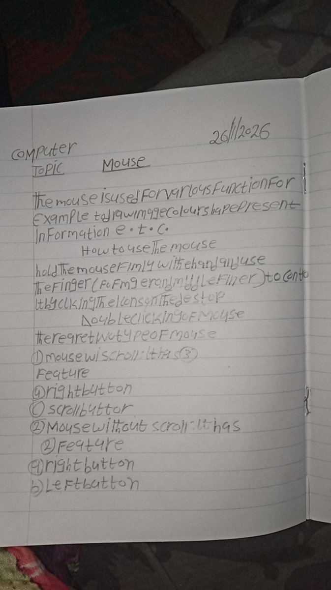 Here's a question about computer mouse: Computer Topic: Mouse The mouse..