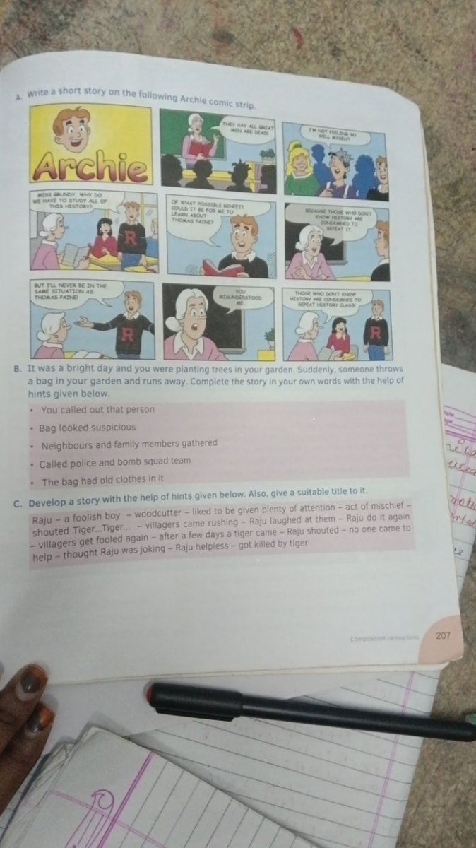 A. Write a short story on the following Archie comic strip. B. It was a