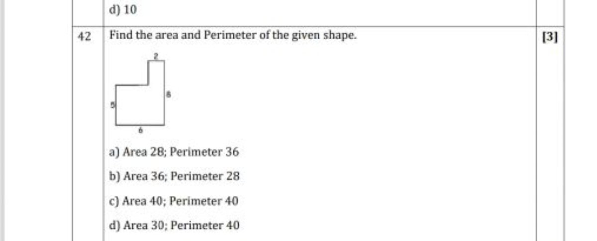 Find the area and Perimeter of the given shape. (Image of a shape with s..