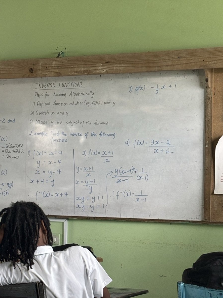 INVERSE FUNCTIONS Steps for Solving Algebraically: 1) Replace function no..