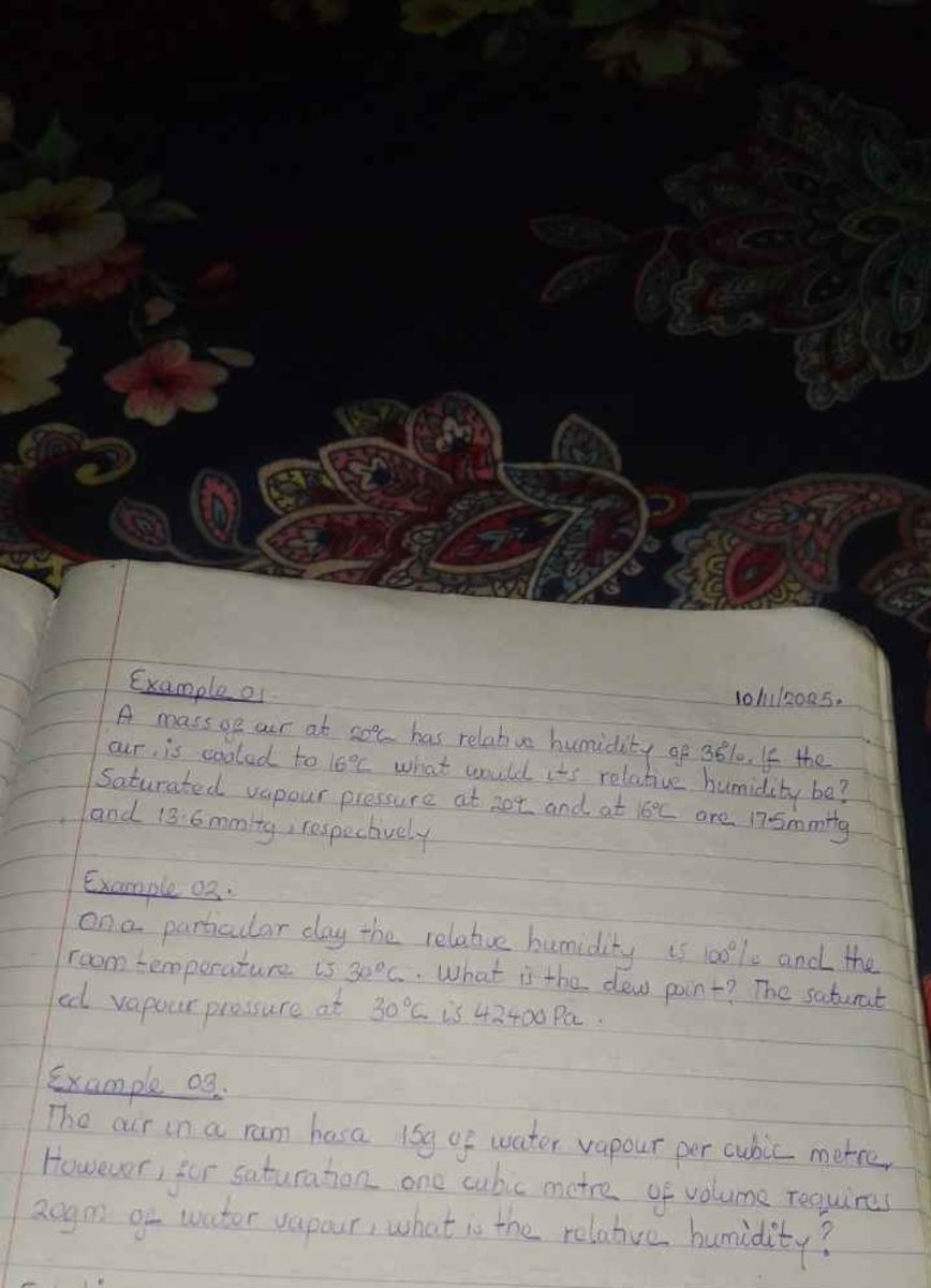 Here are three examples: Example 01. A mass of air at 20°C has a relativ..