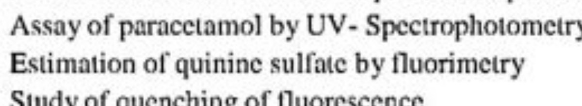 Assay of paracetamol by UV- Spectrophotometry Estimation of quinine sulfa..