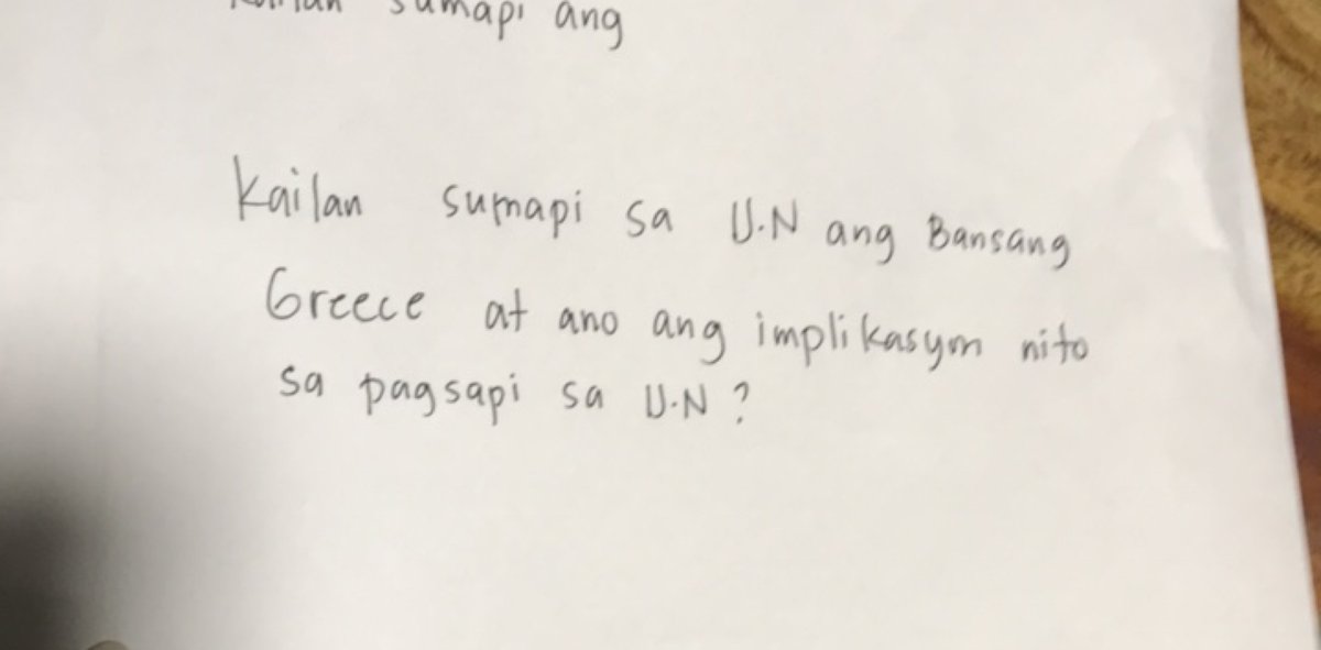 Kailan sumapi sa U.N ang Bansang Greece at ano ang implikasyon nito sa pa..