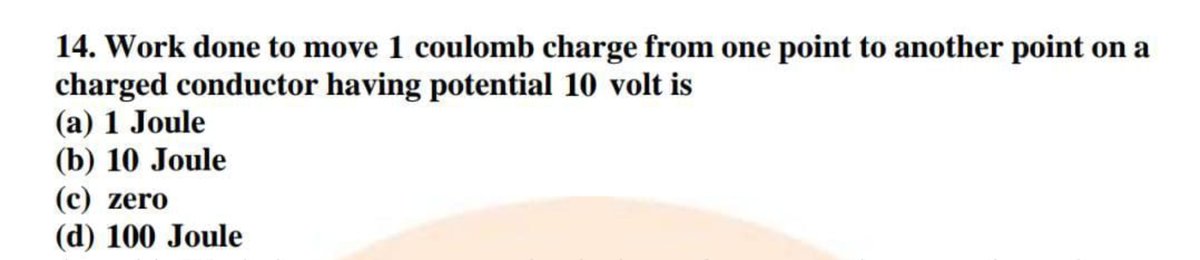 Work done to move 1 coulomb charge from one point to another point on a c..