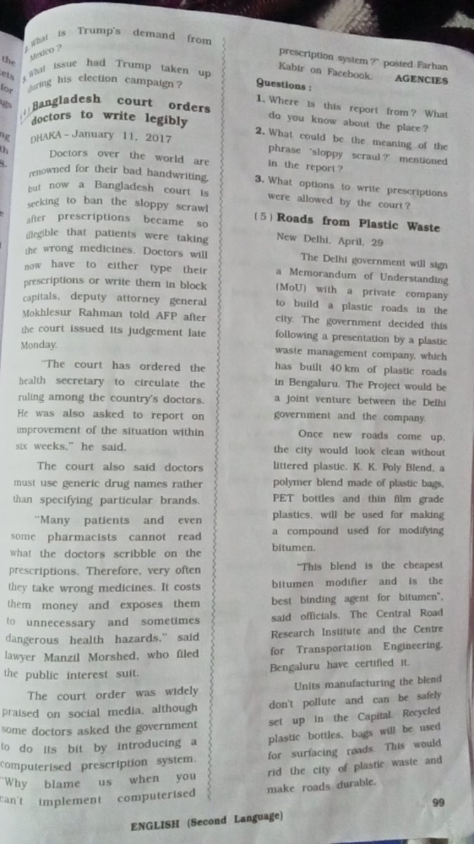 Here are two passages and some questions related to them. Please answer t..