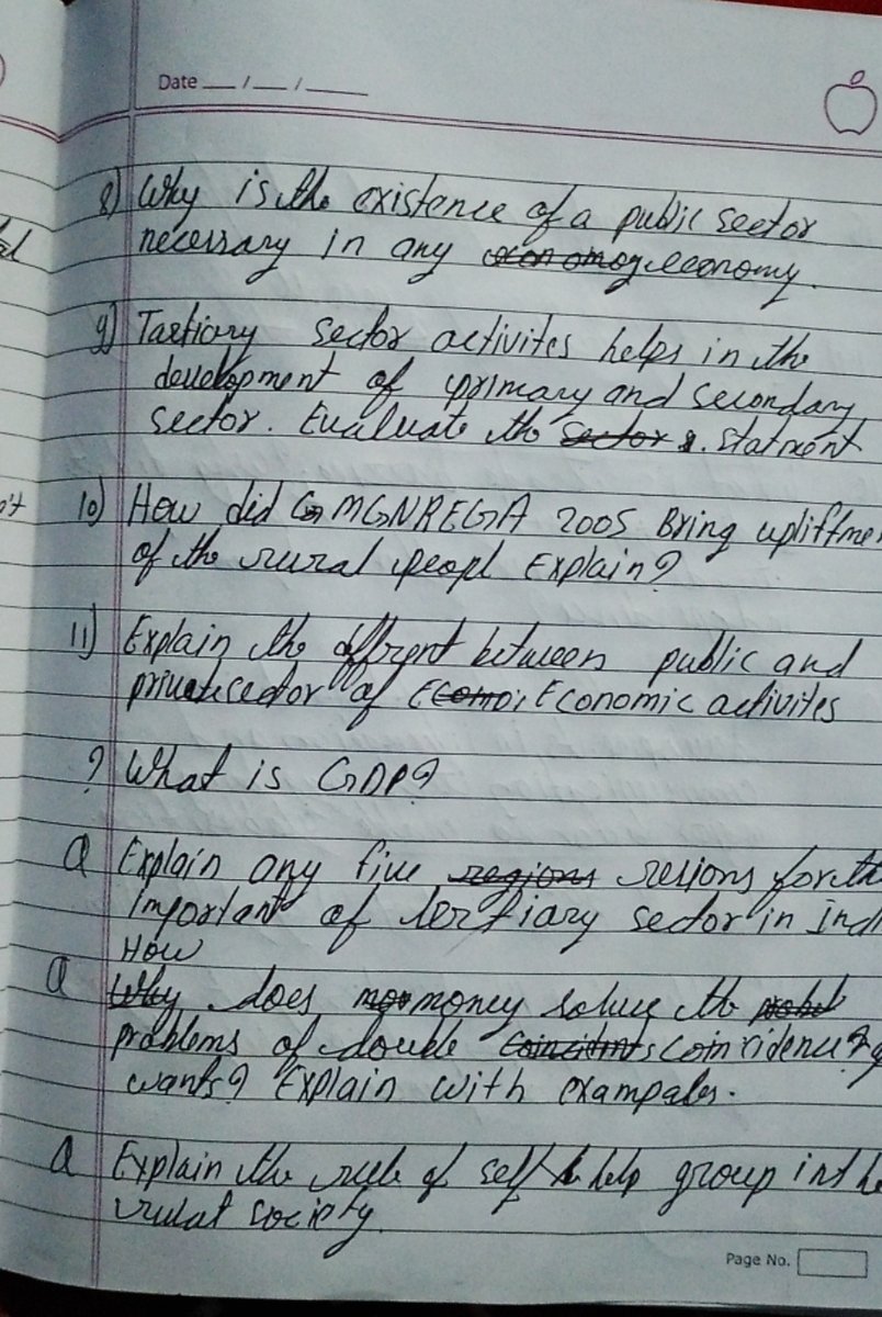 Here are the questions: Why is the existence of a public sector necessar..