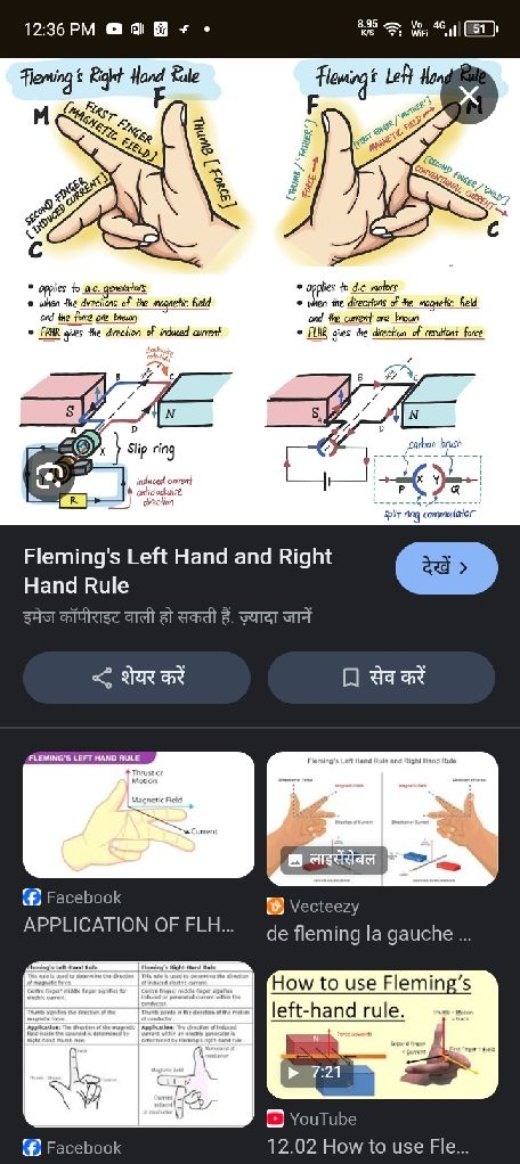 Explain Fleming's Left Hand Rule and Right Hand Rule, including their app..