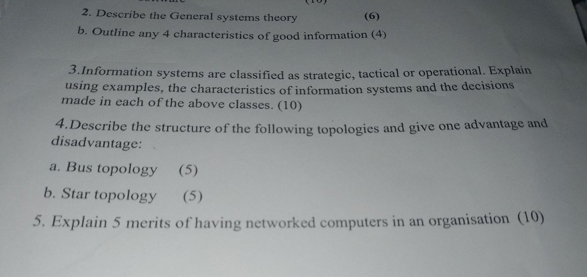 Describe the General systems theory (6) b. Outline any 4 characteristics