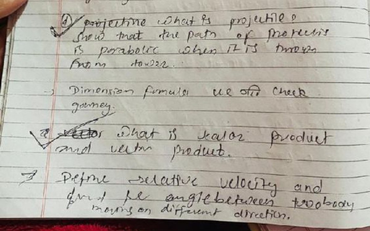 What is a projectile? Show that the path of a projectile is parabolic whe..