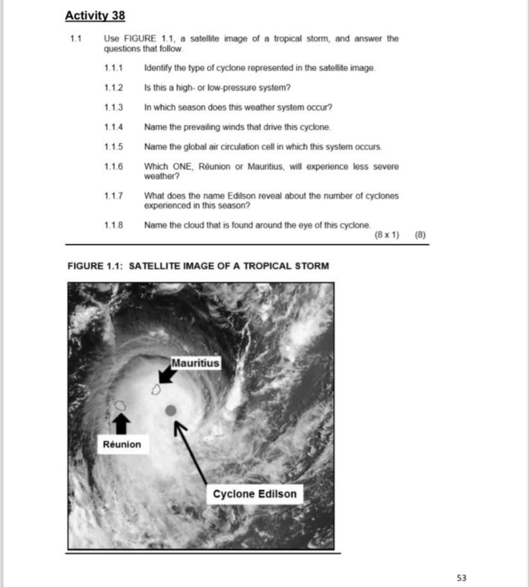 Activity 38 1.1 Use FIGURE 1.1, a satellite image of a tropical storm, a..