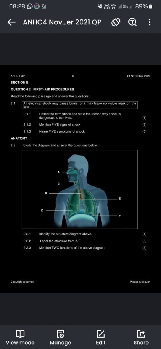 SECTION B QUESTION 2 : FIRST-AID PROCEDURES Read the following passage