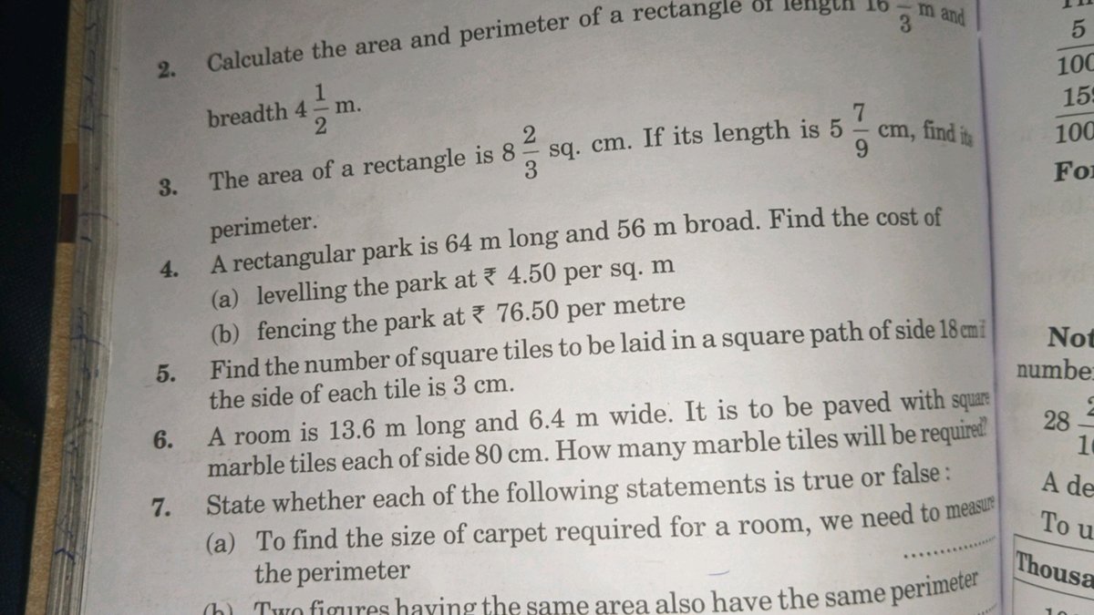 Calculate the area and perimeter of a rectangle of length 16 \frac{1}{3}