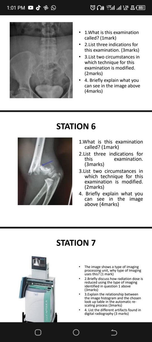Here are three stations with questions related to medical imaging: STATI..