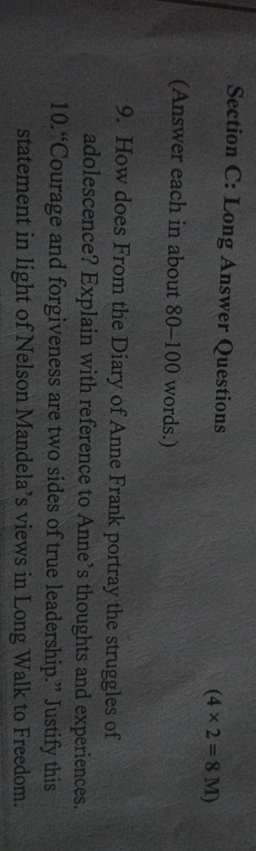 Section C: Long Answer Questions (Answer each in about 80-100 words.) Ho..
