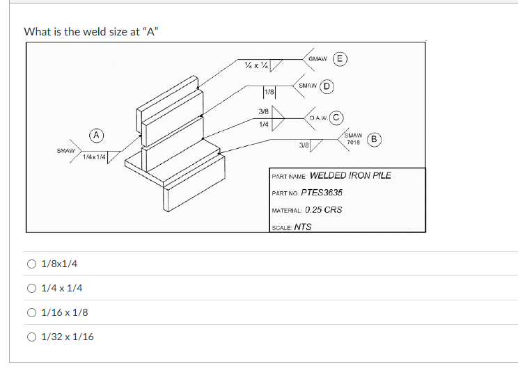 What is the weld size at “A”? | Filo
