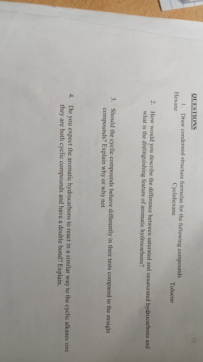 QUESTIONS Draw condensed structure formulas for the following compounds:..