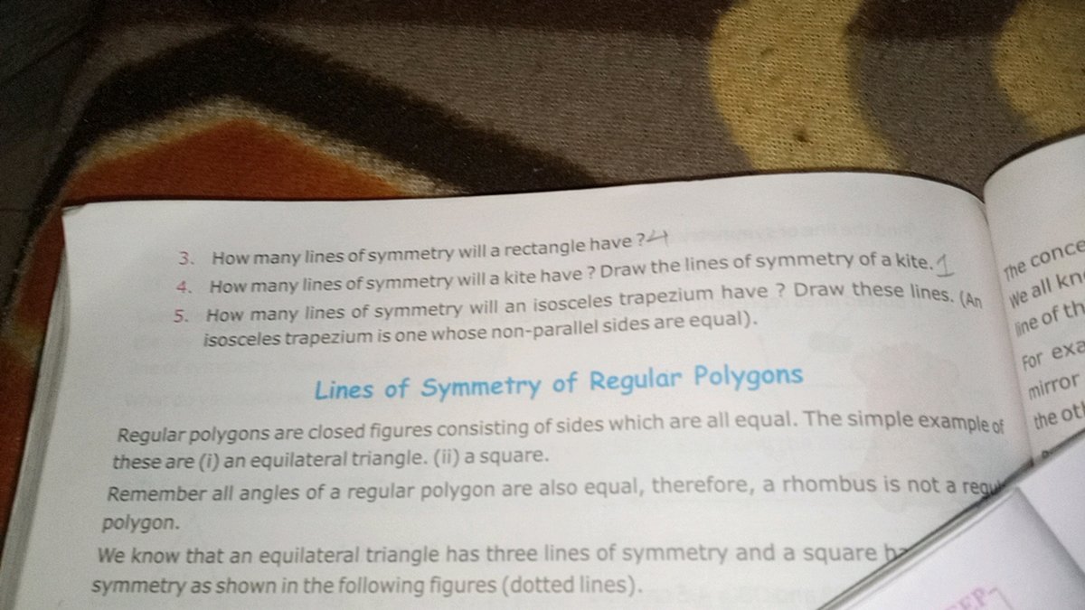 How many lines of symmetry will a rectangle have? How many lines of symme..