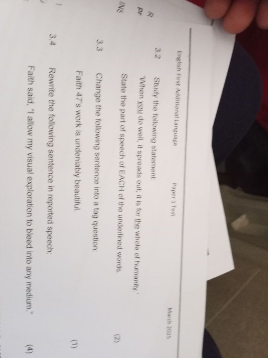 English First Additional Language Paper 1 Test March 2025 3.2 Study the