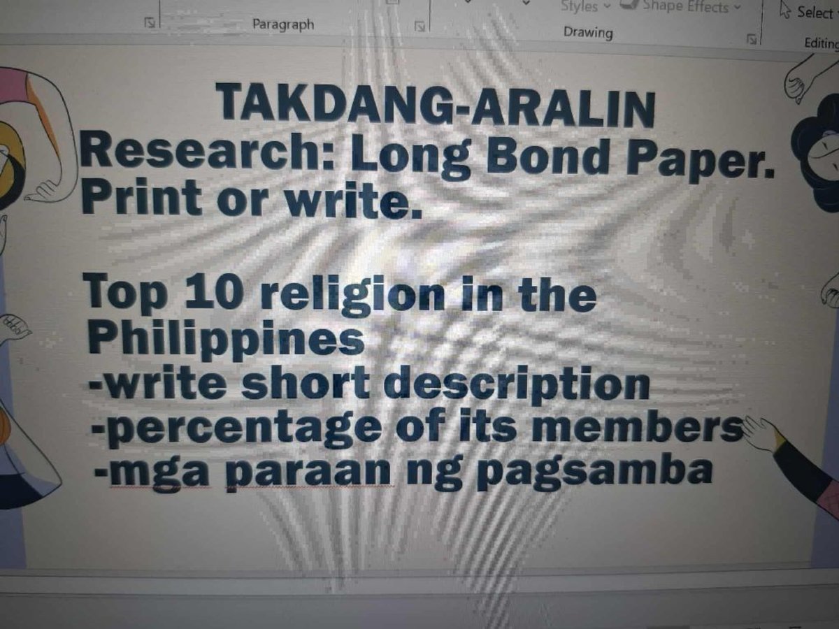 TAKDANG-ARALIN Research: Long Bond Paper. Print or write. Top 10 religio..