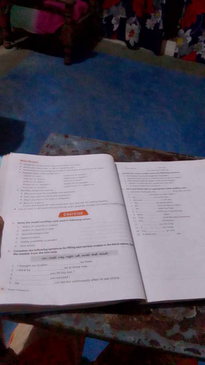 Complete the following sentences by filling appropriate modals in the bla..