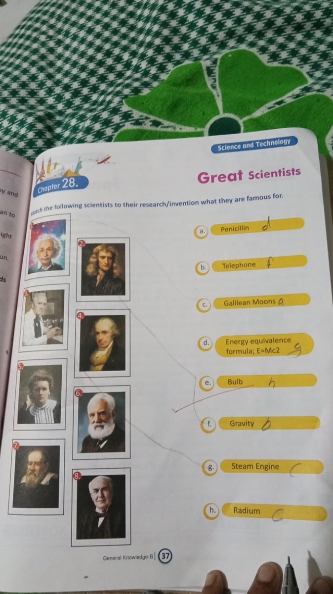 Match the following scientists to their research/invention what they are