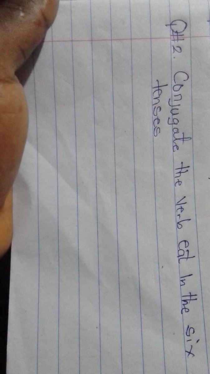 Q#2. Conjugate the verb eat in the six tenses | Filo