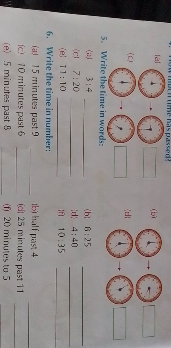 Here's the question image How much time has passed? (a) Clock image 1]