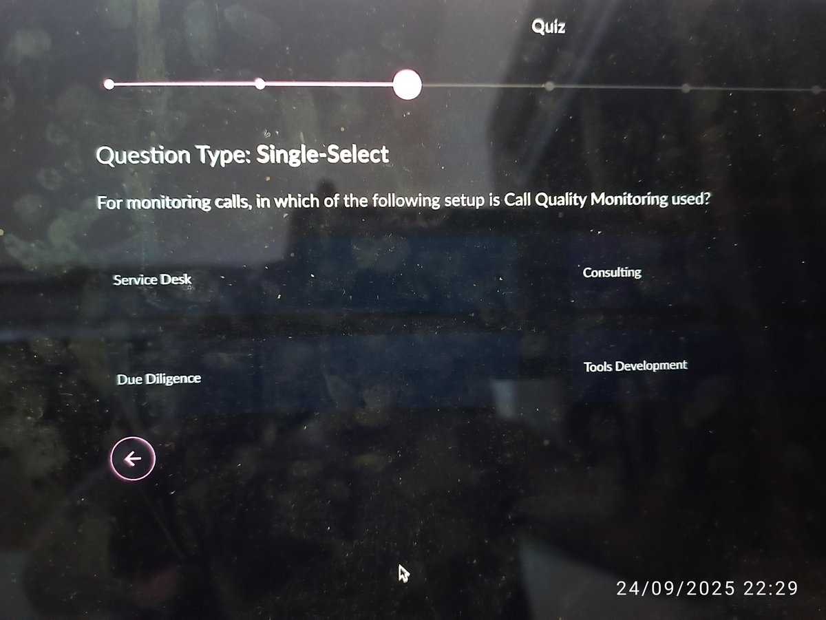 Quiz Question Type: Single-Select For monitoring calls, in which of the..
