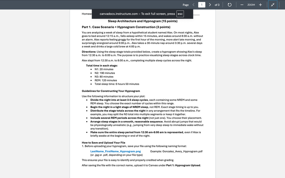 Sleep Architecture and Hypnogram (15 points) Part 1. Case Scenario + Hyp..