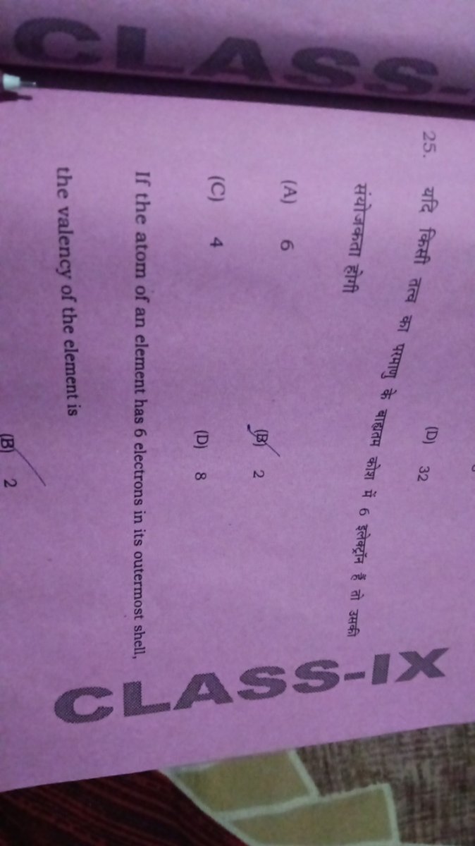If the atom of an element has 6 electrons in its outermost shell, the val..