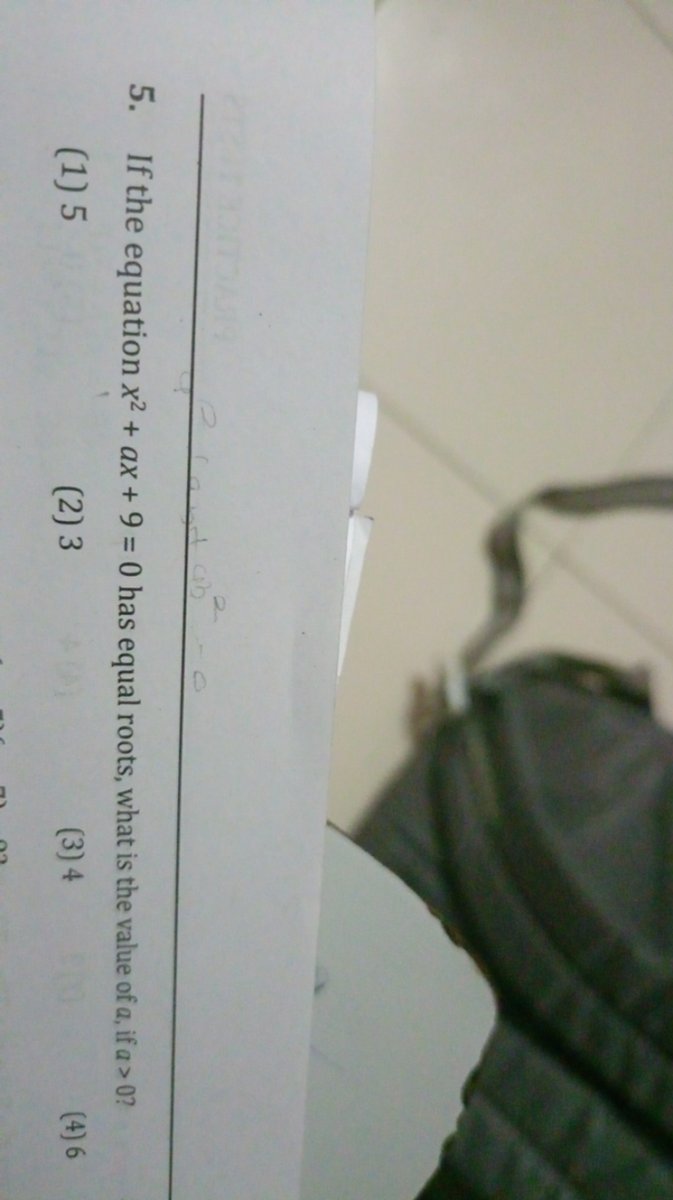 If the equation x^2 + ax + 9 = 0 has equal roots, what is the value of a,..