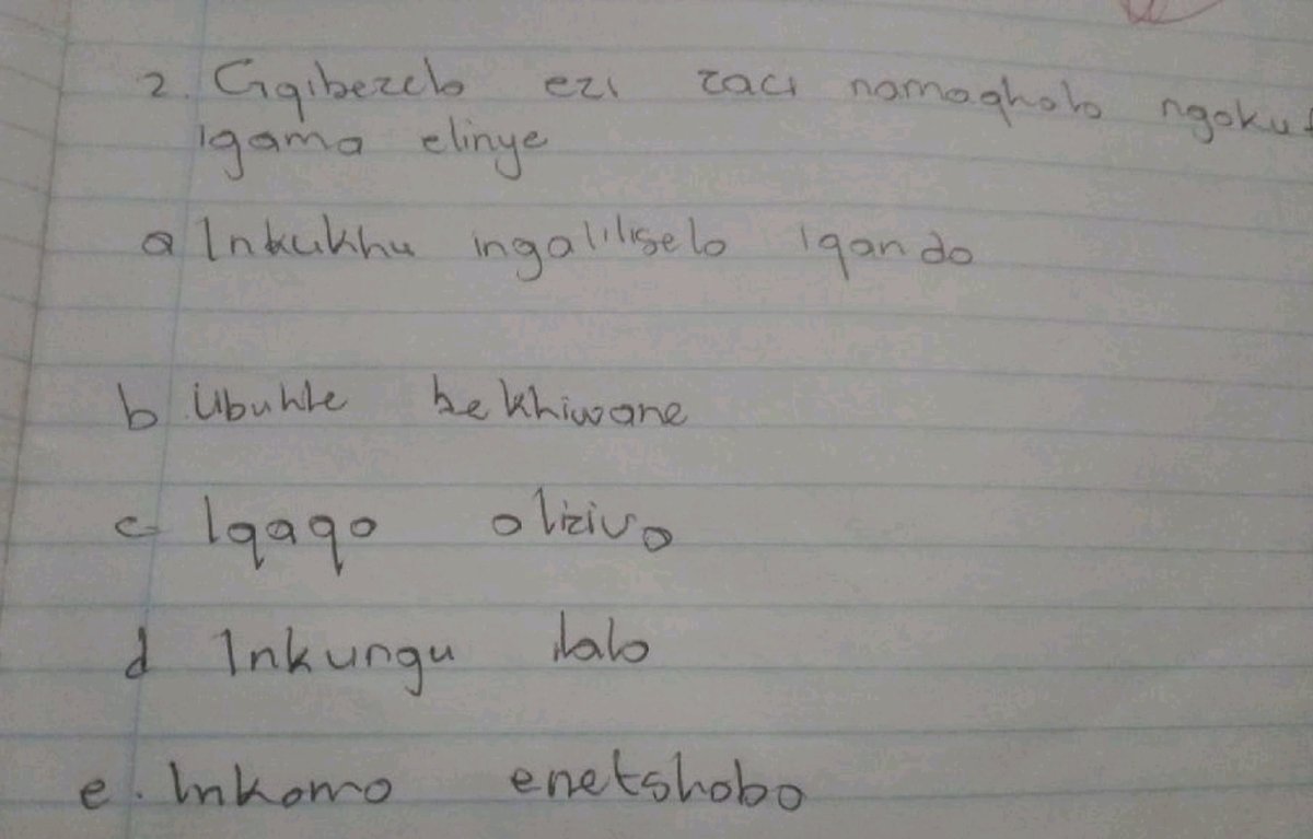 Gqibezela ezi zaci namaghalo ngokufanelekileyo. a. Inkukhu ingalilisela