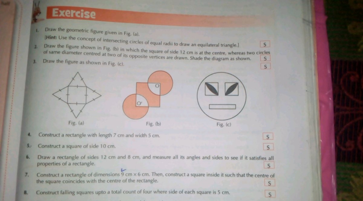 Here are several geometry construction problems: Draw the geometric figu..