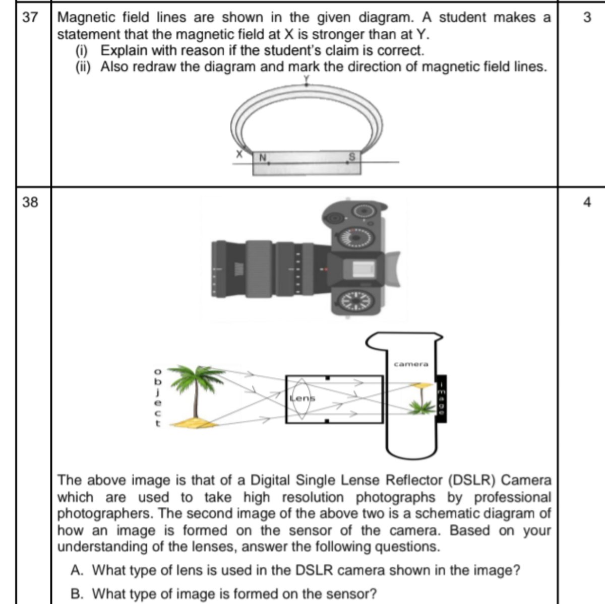 Question 37 Magnetic field lines are shown in the given diagram. A studen..