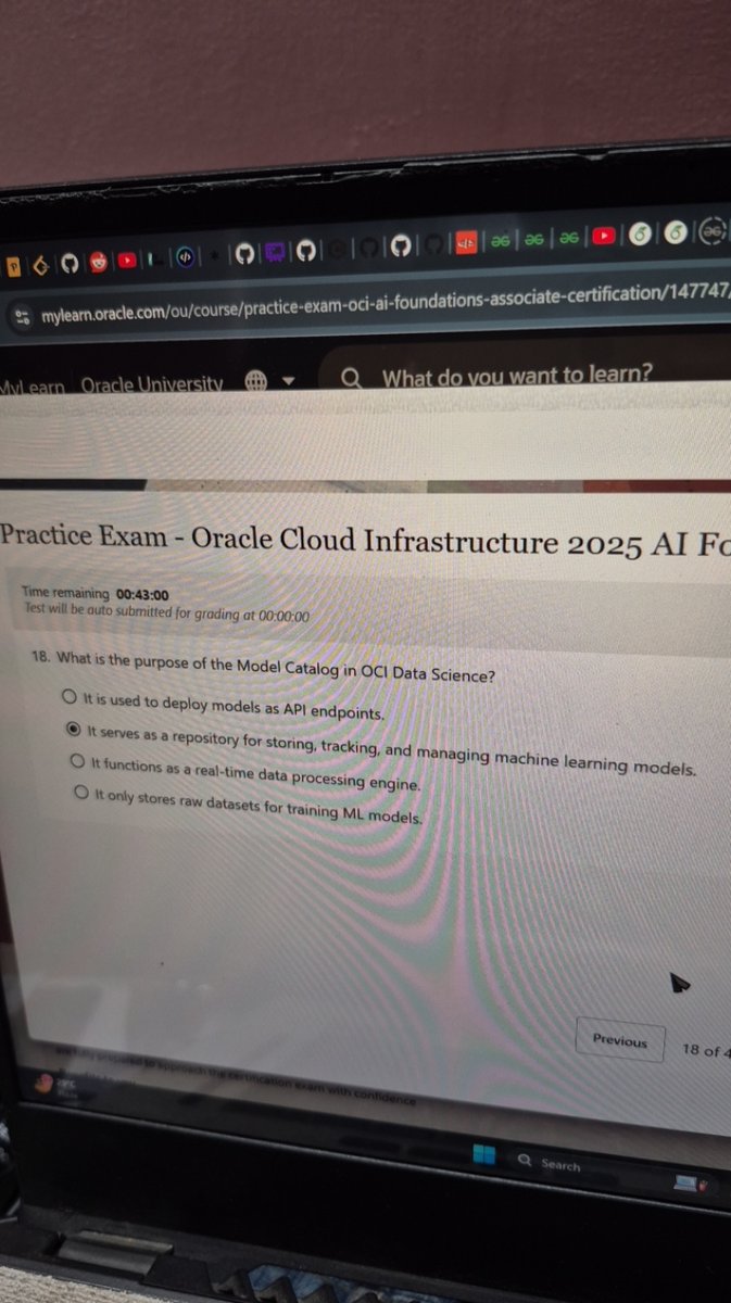 What is the purpose of the Model Catalog in OCI Data Science? It is used..