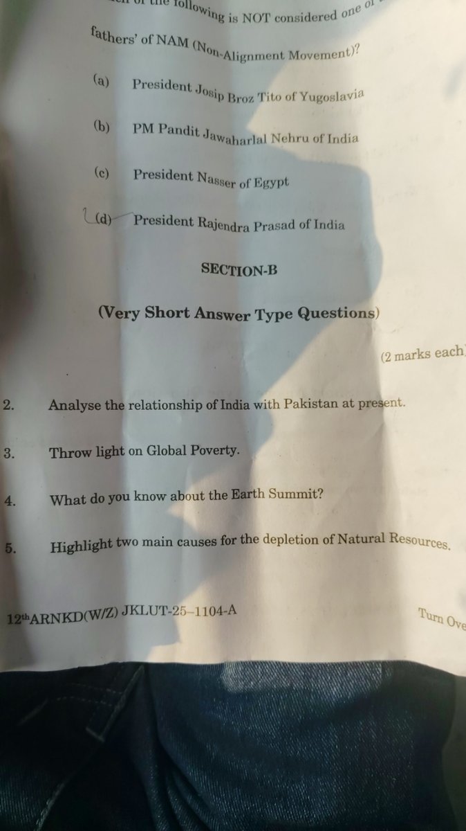 SECTION-B (Very Short Answer Type Questions) (2 marks each) Analyse the