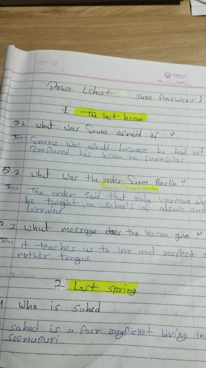 The Last Lesson Q.1 What was Franz afraid of? Q.2 What was the orde..