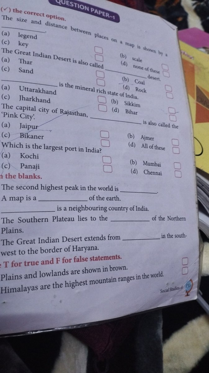 the correct option. The size and distance between places on a map is..