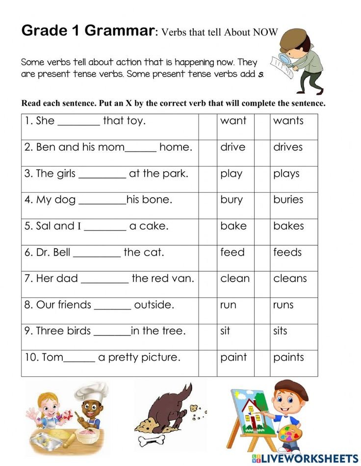 Grade 1 Grammar: Verbs that tell About NOW Some verbs tell about action