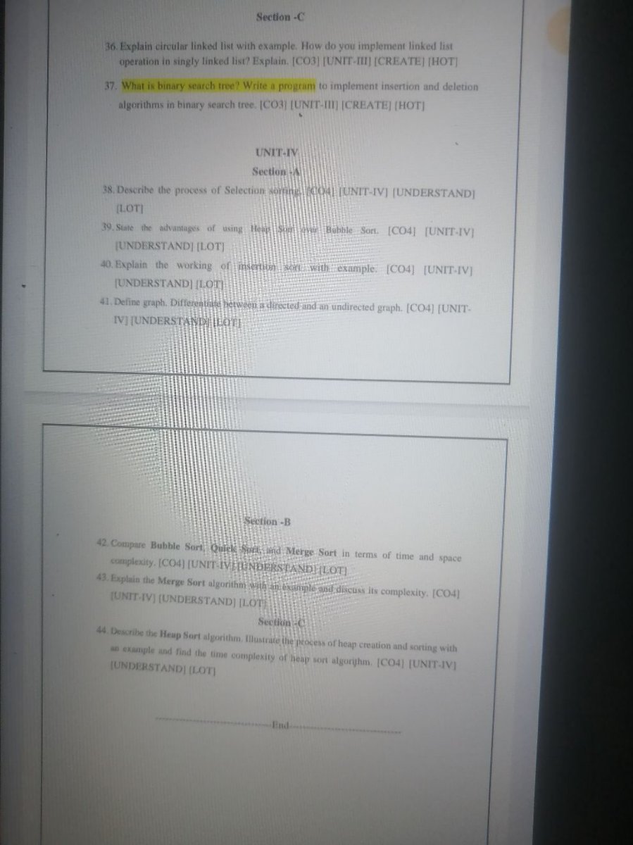 What is binary search tree? Write a program to implement insertion and de..