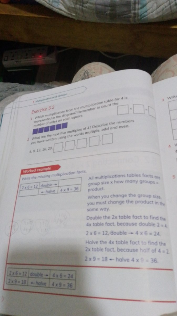 Exercise 5.2 Which multiplication from the multiplication table for 4 is..
