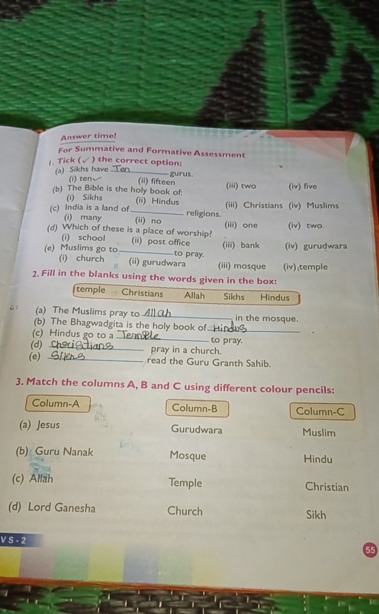 Answer time! For Summative and Formative Assessment Tick ( ) the correct..