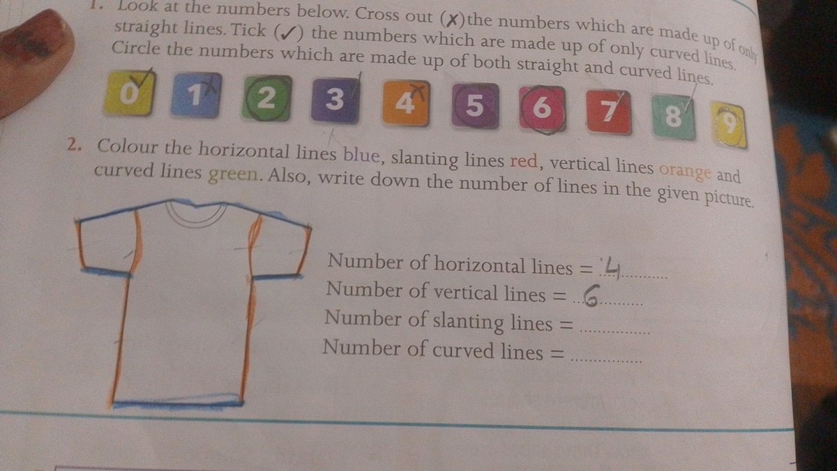 Look at the numbers below. Cross out ( ) the numbers which are made up of..