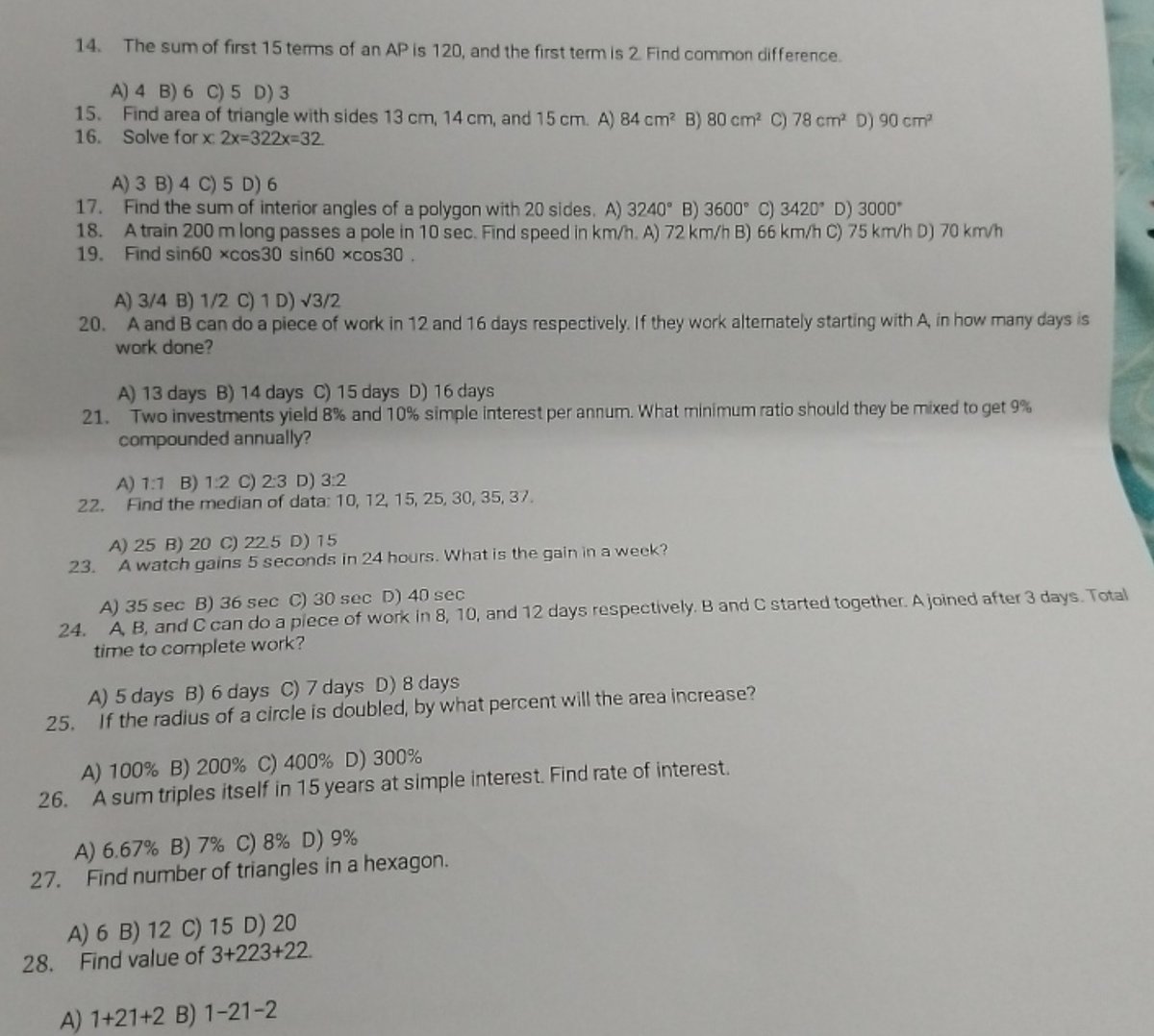 The sum of first 15 terms of an AP is 120, and the first term is 2. Find